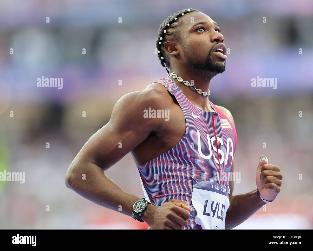 Paris, France. 4th Aug, 2024. Noah Lyles of the United States the men's ...