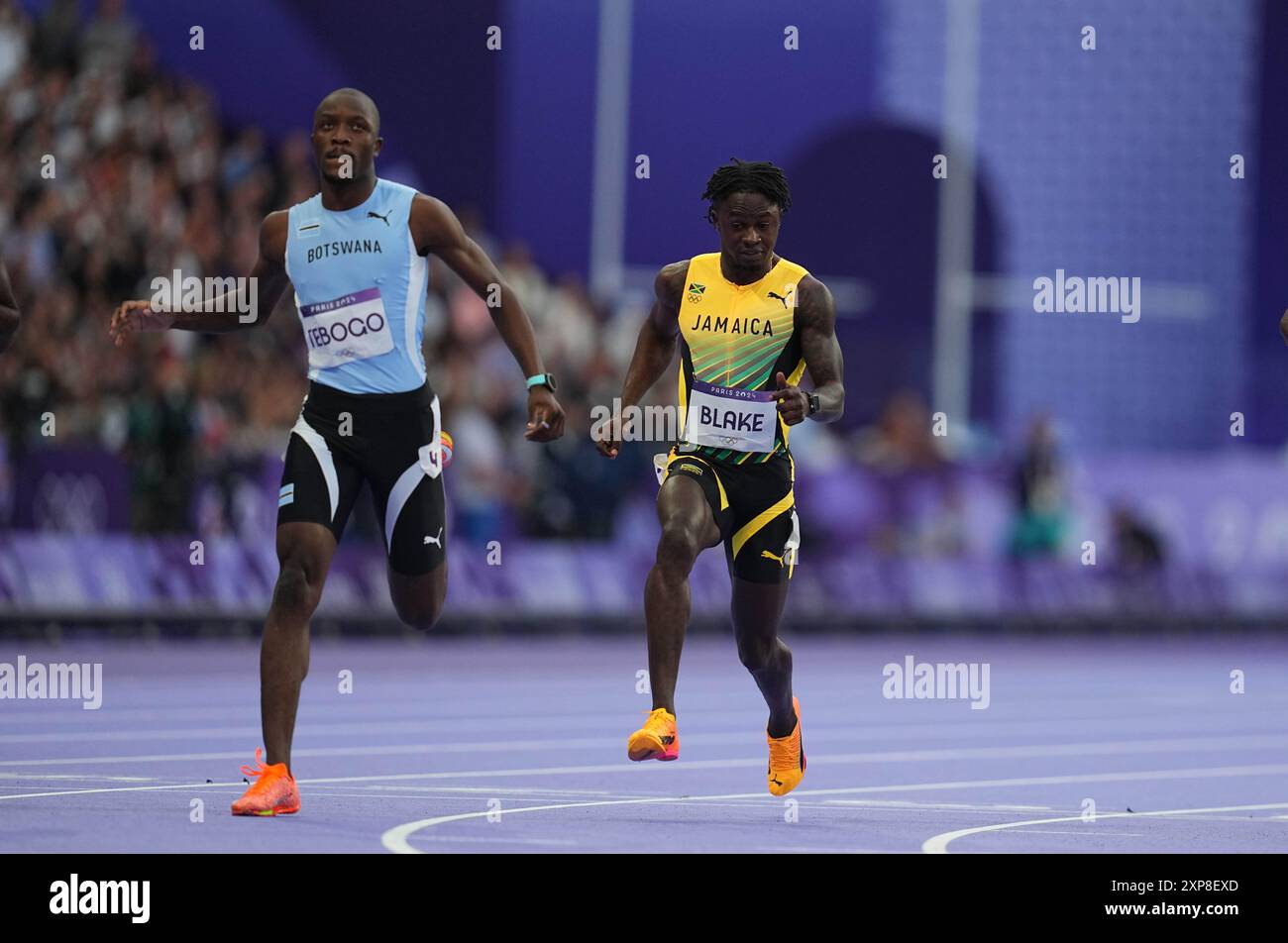 August 04 2024: Ackeem Blake (Jamaica) competes during the Men's 100m ...