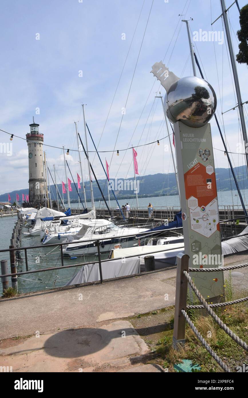 Leuchtturm-Boote.Fahnenen Symboll Neuer Leuchtturm Lampe Lindau 04.08. ...