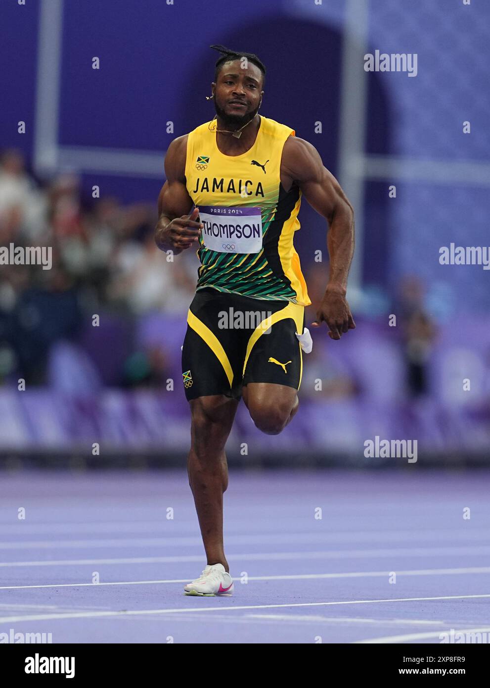 August 04 2024: Kishane Thompson (Jamaica) competes during the Men's ...
