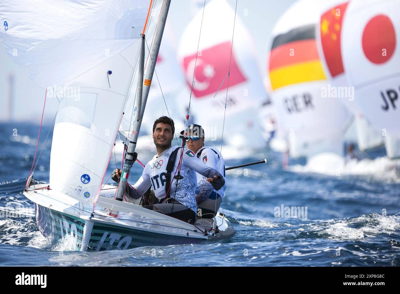 Elena Berta and Bruno Festo of Italy compete in the mixed dinghy race ...