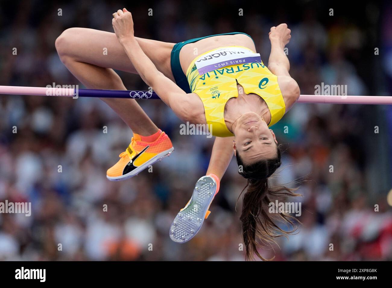 Nicola Olyslagers, of Australia, competes in the women's high jump ...