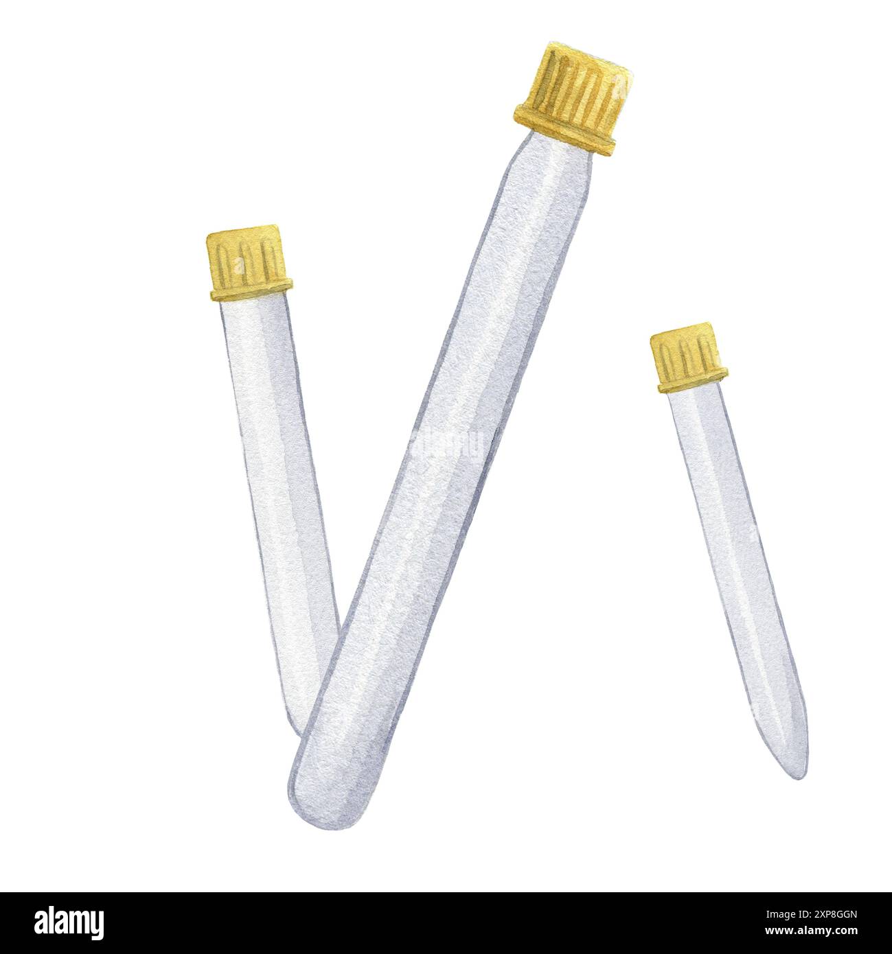 Test tubes with yellow caps. Hand drawn illustration isolated on white ...