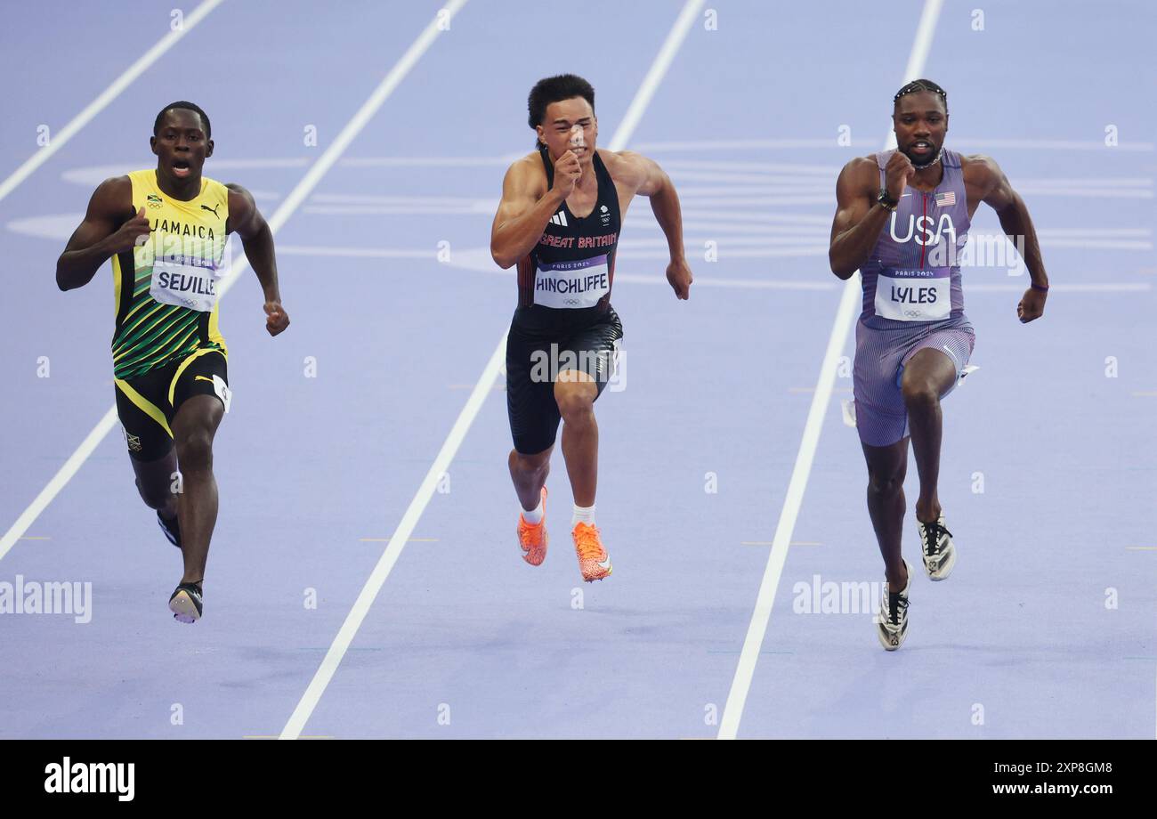 Paris, France. 04th Aug, 2024. Seville Oblique of Jamaica (L), Louie Hinchliffe of Great Britain ...
