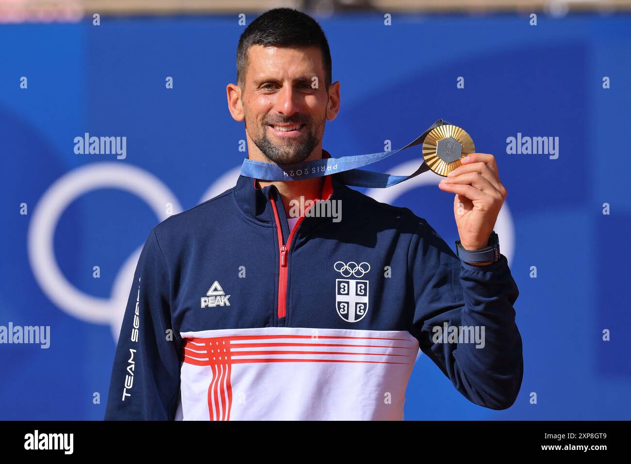 Paris, France. 04th Aug, 2024. Gold medalist Novak Djokovic of Team ...