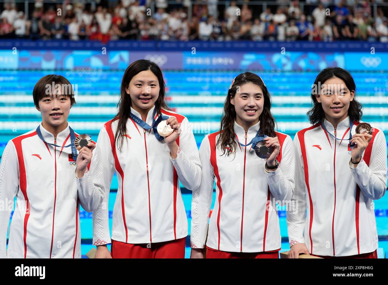 China's bronze medalists Wan Letian, Tang Qianting, Zhang Yufei and ...