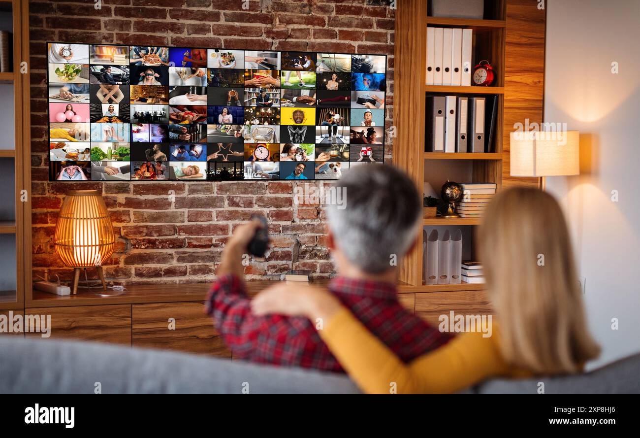 Tv screen at night living room hi-res stock photography and images - Alamy