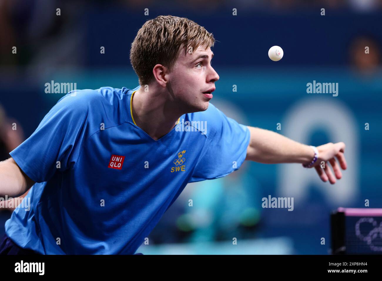 PARIS, FRANCE - AUGUST 04: Truls Moregard of Sweden serves during the ...