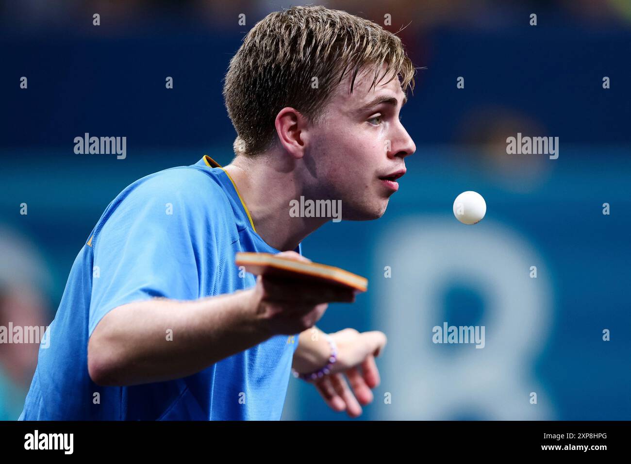 PARIS, FRANCE - AUGUST 04: Truls Moregard of Sweden serves during the ...