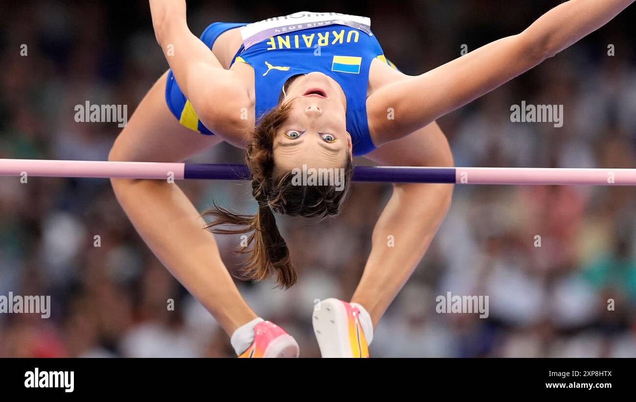 Yaroslava Mahuchikh, of Ukraine, competes in the women's high jump ...