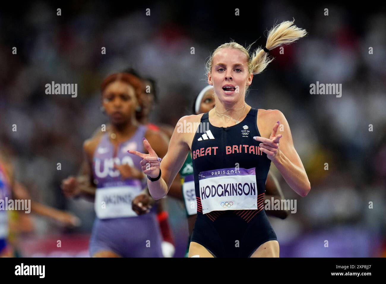 Keely Hodgkinson, of Britain, wins a women's 800-meter semifinal at the ...