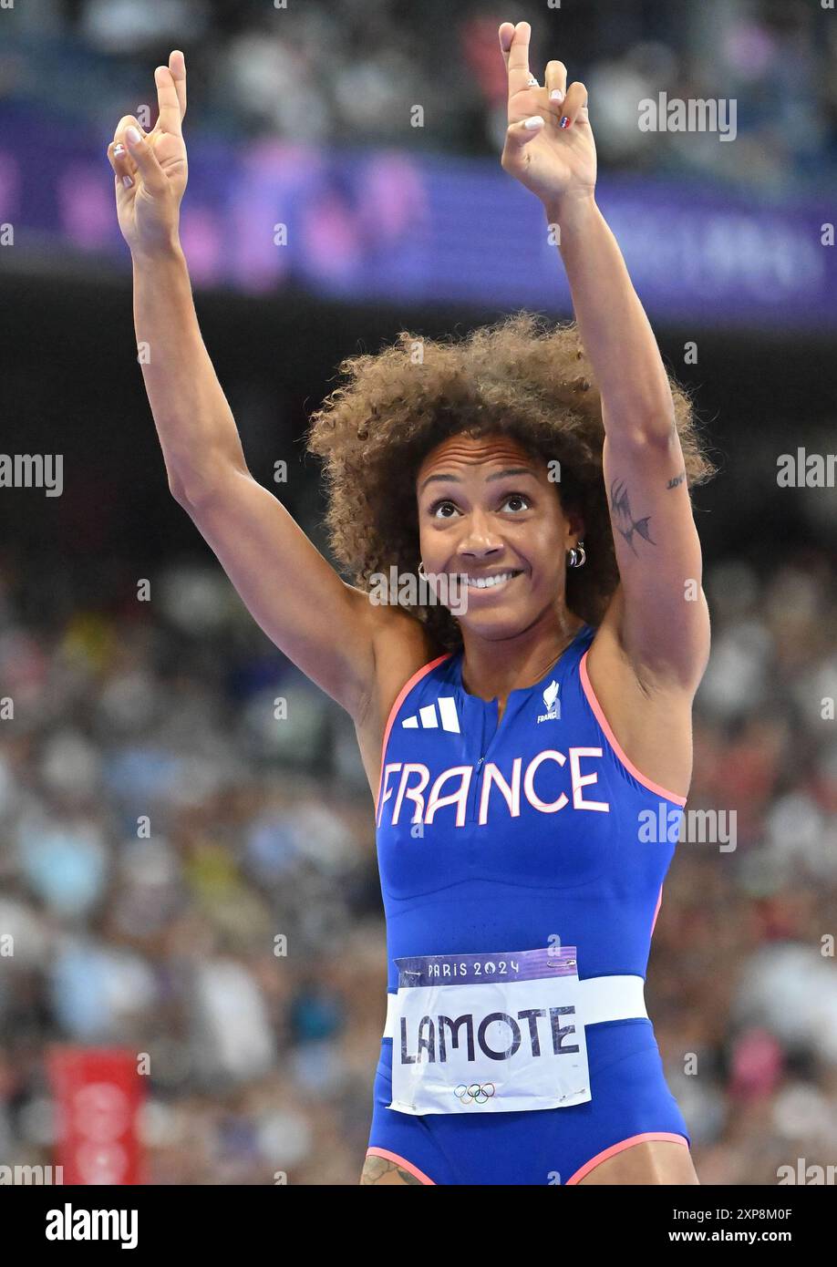 Paris, France. 4th Aug, 2024. Renelle Lamote of France reacts after the ...
