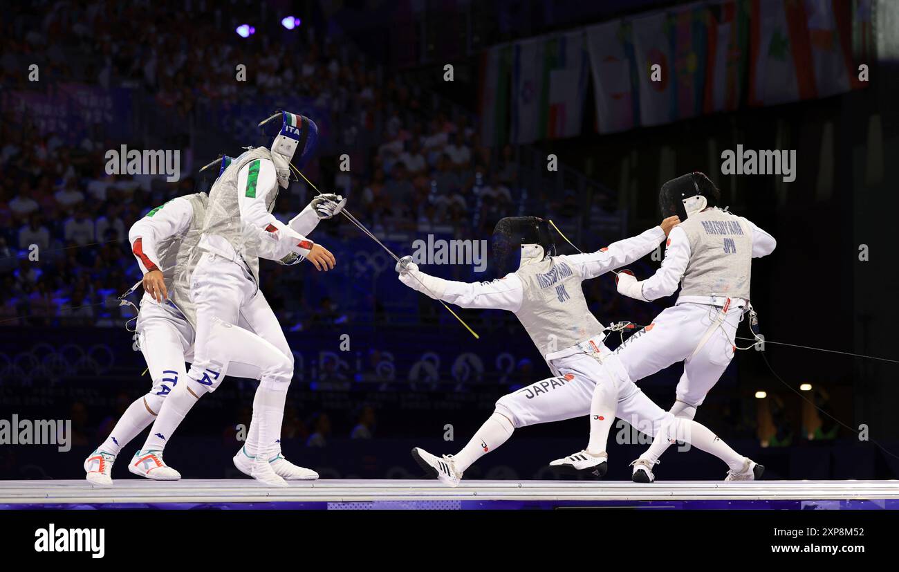 MACCHI Filippo of Italy (L) and MATSUYAMA Kyosuke of Japan compete ...