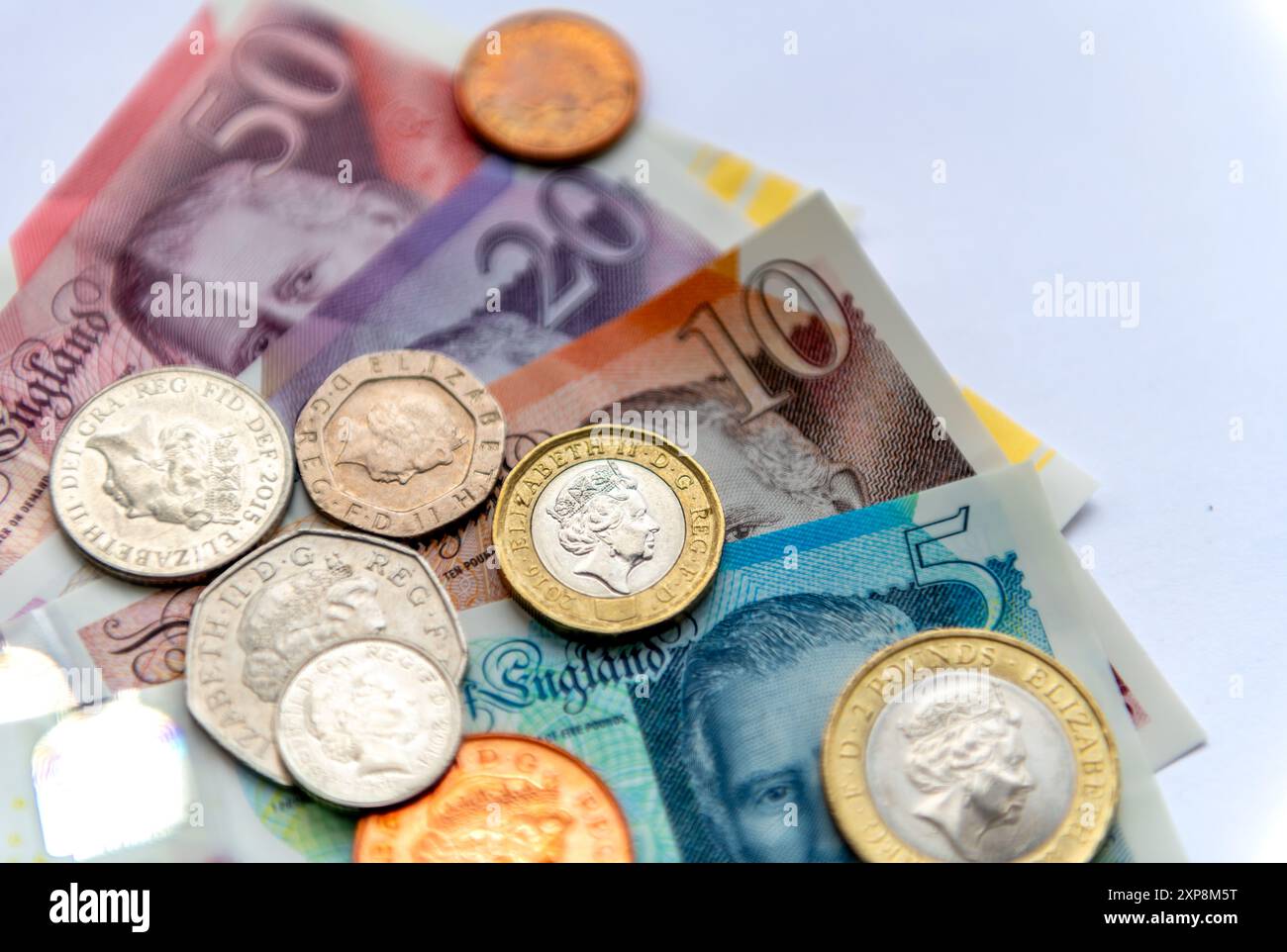 The entire selection of the Pound Sterling physical currency in paper ...