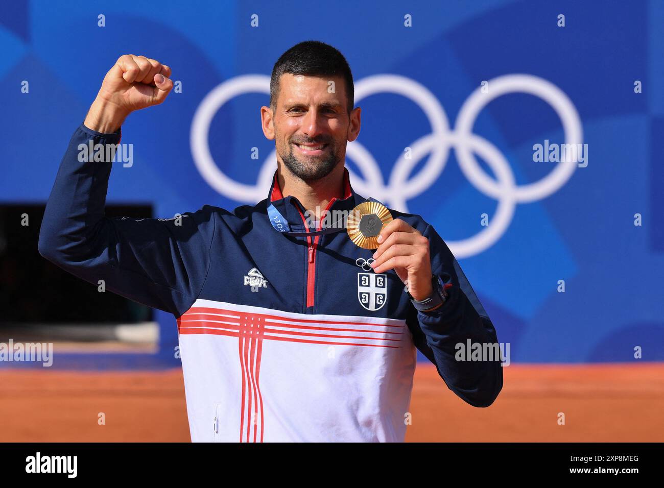 Paris, France. 04th Aug, 2024. Gold medalist Novak Djokovic of Team ...
