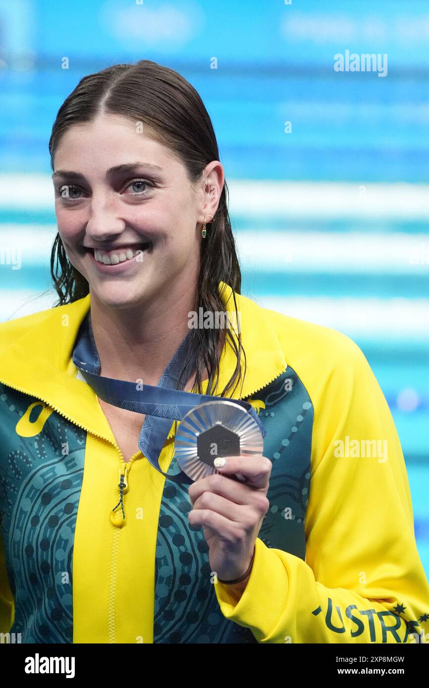 Paris, France. 04th Aug, 2024. Women's 50m Freestyle silver medalist ...