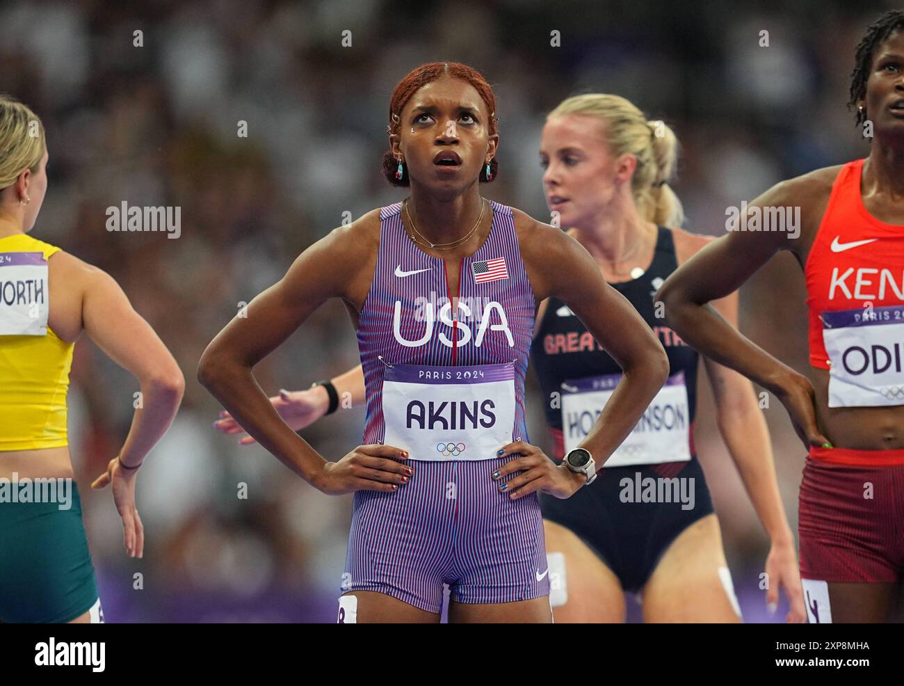 August 04 2024: Nia Akins (USA) competes during the Women's 800m Semi ...