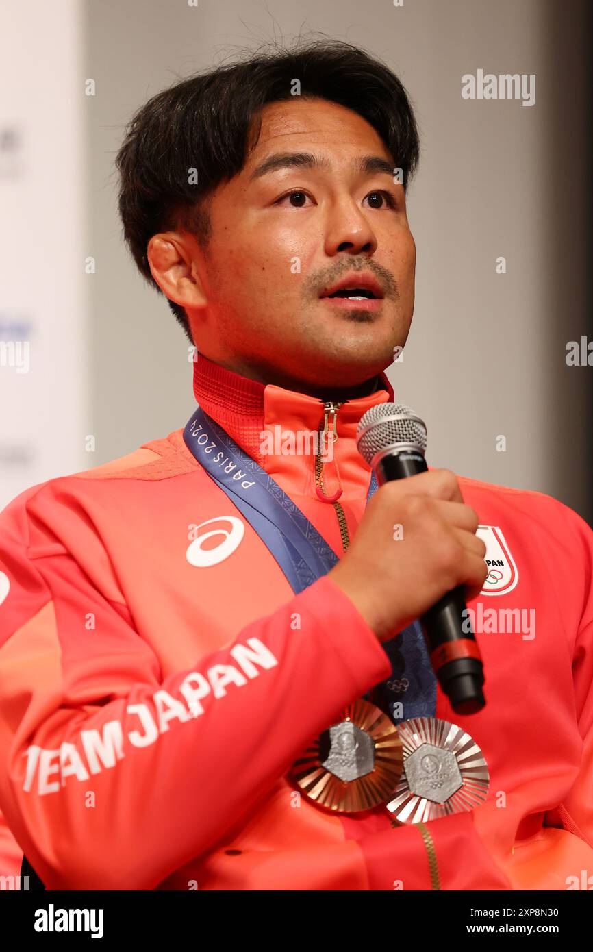 Paris, France. 4th Aug, 2024. Soichi Hashimoto (JPN) Judo : Japanese Judo medalist attend a ...