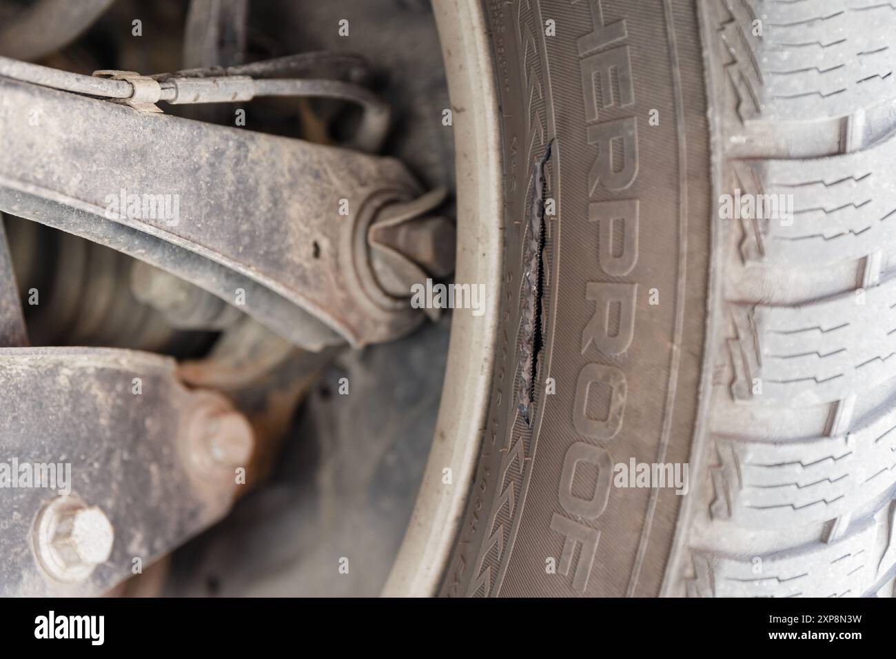 Damaged tire hi-res stock photography and images - Alamy