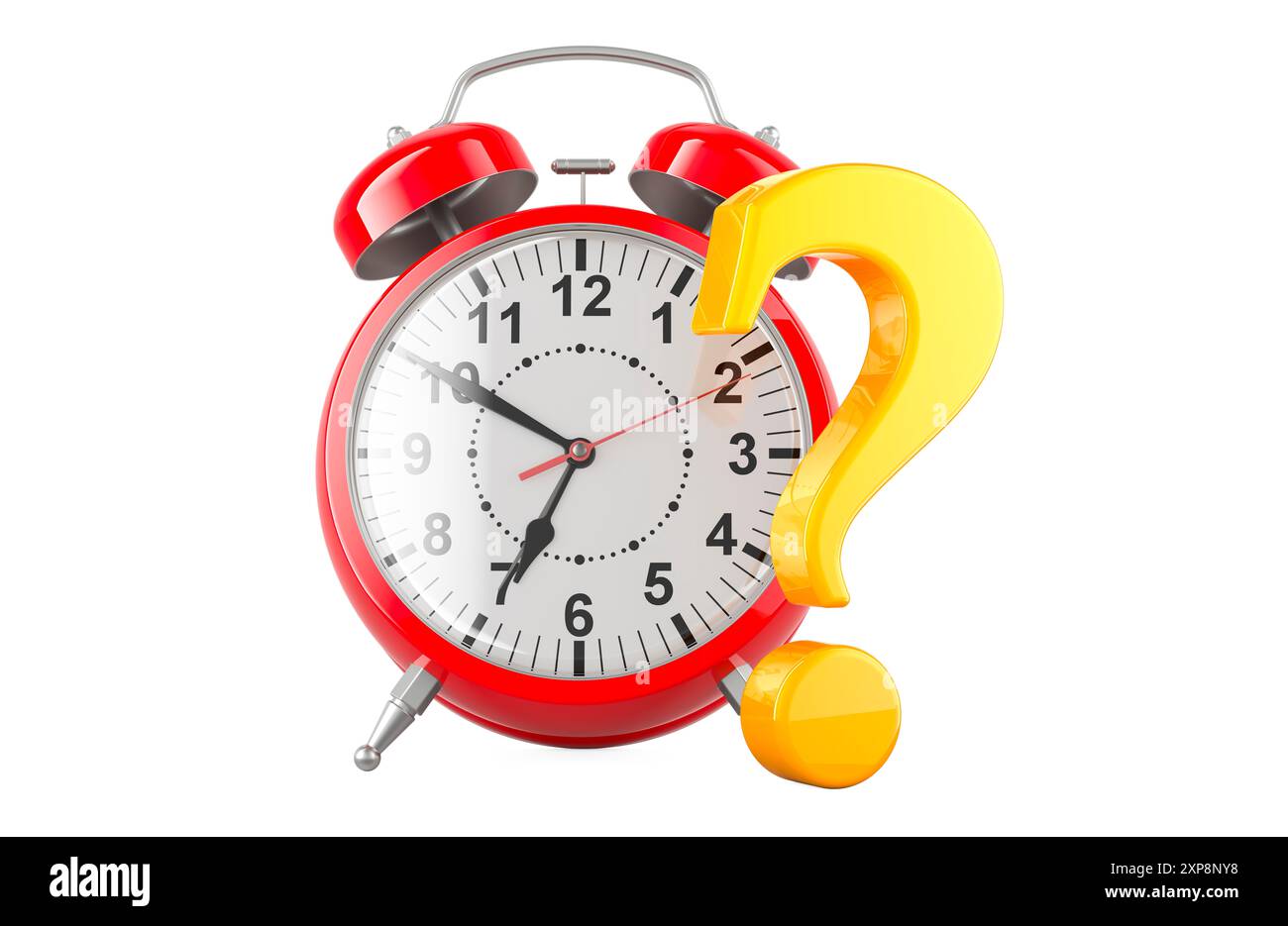 Alarm clock with question mark, 3D rendering isolated on white ...