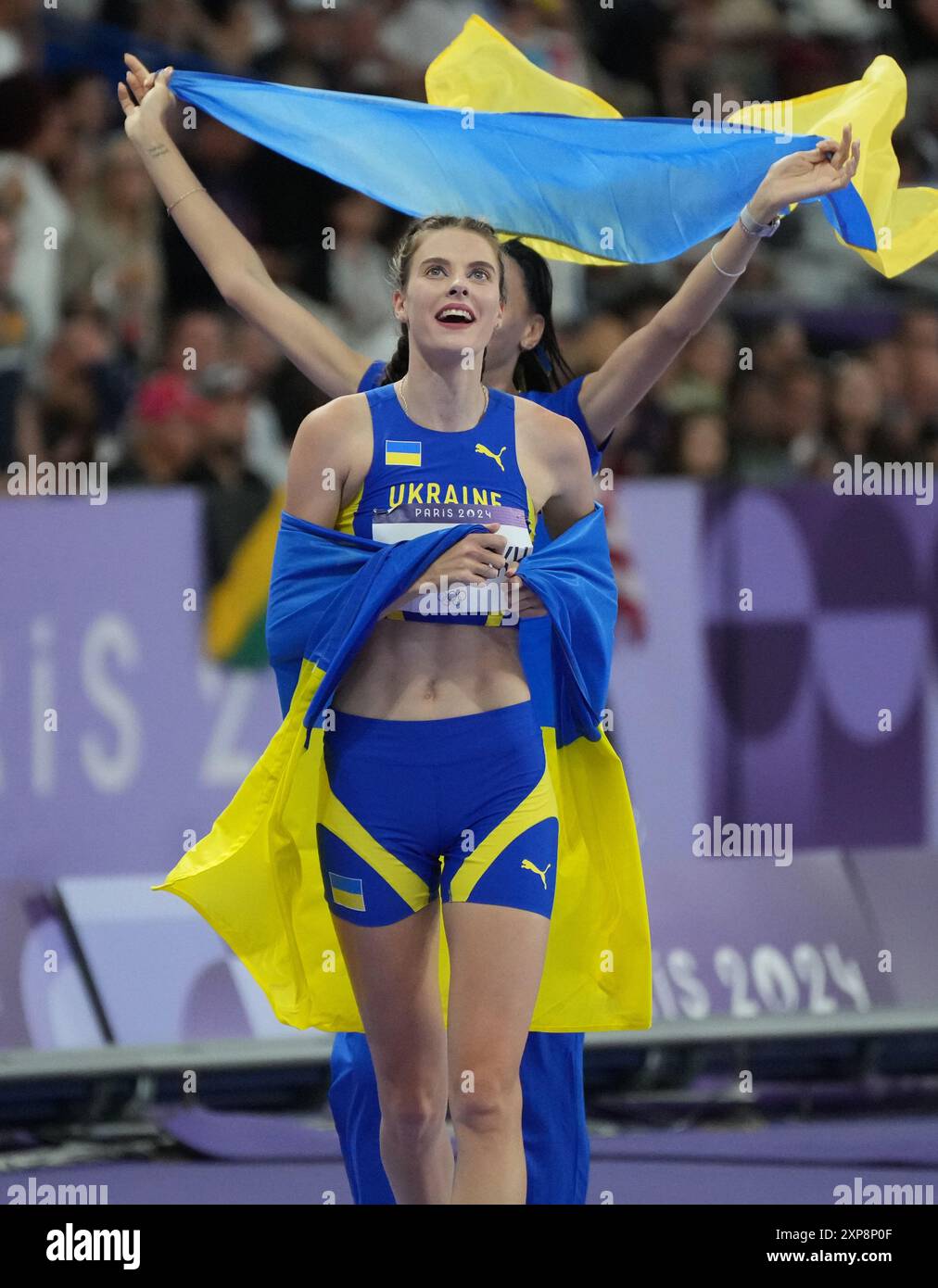 Yaroslava Mahuchikh of Ukraine celebrates after winning the gold medal ...