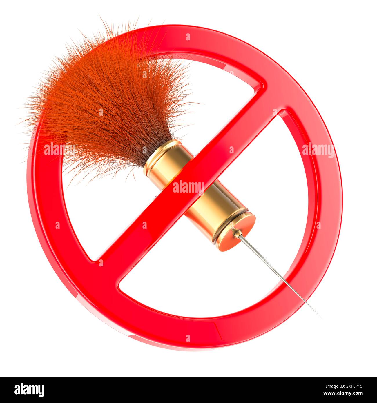 Tranquillizer dart inside prohibition sign. 3D rendering isolated on ...