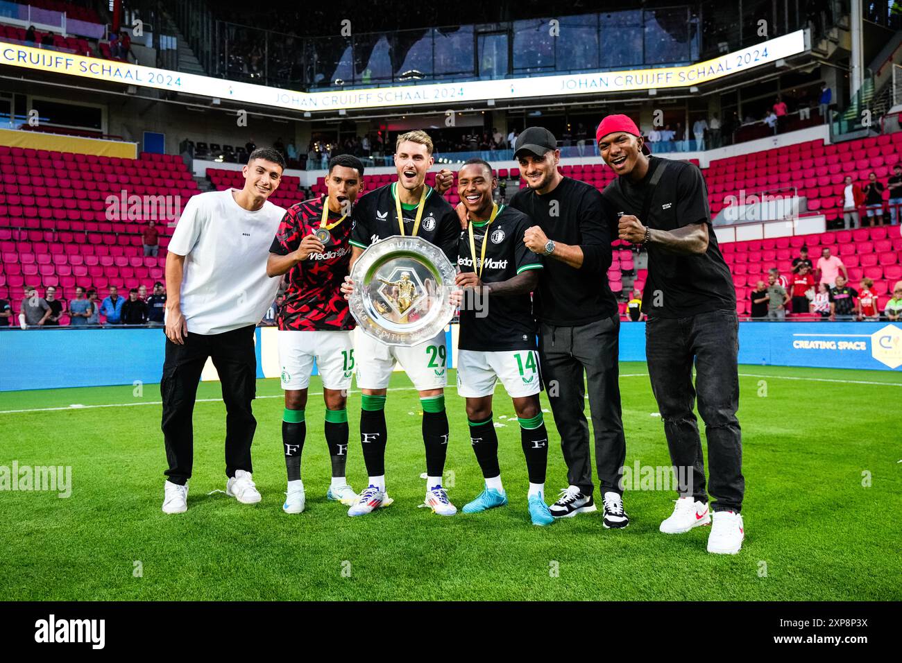 Eindhoven - Ezequiel Bullaude of Feyenoord, Marcos Lopez of Feyenoord ...
