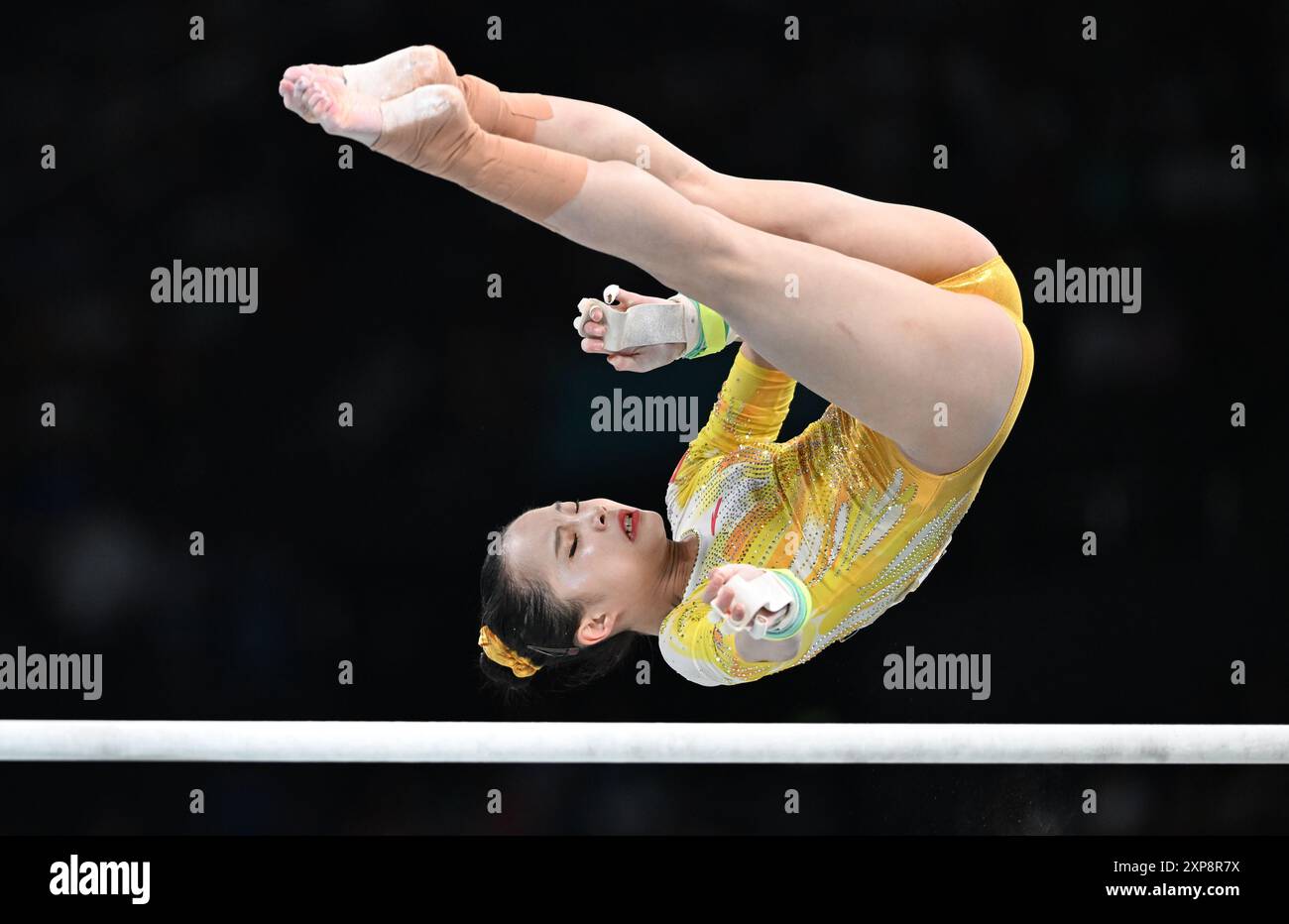 Paris, France. 4th Aug, 2024. Zhang Yihan of China competes during the ...