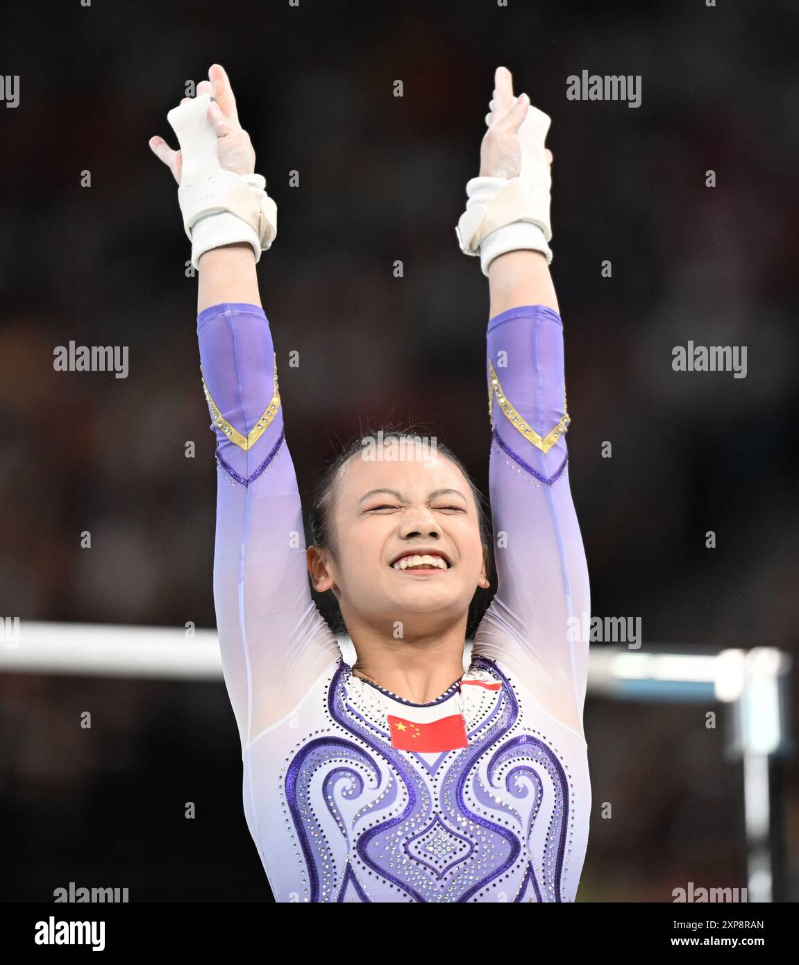 Paris, France. 4th Aug, 2024. Qiu Qiyuan of China reacts after the ...