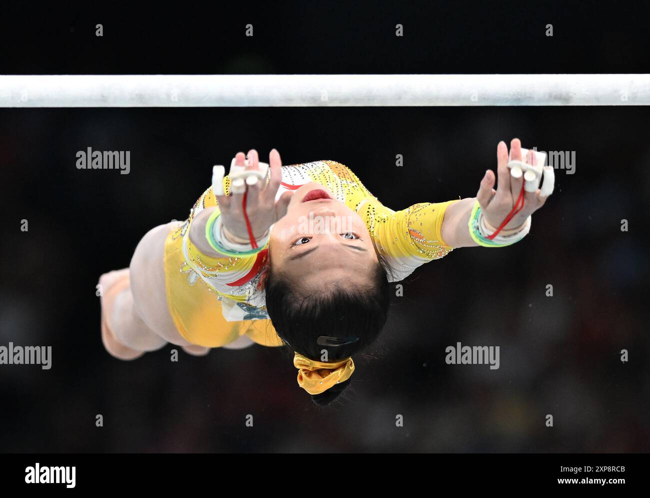 Paris, France. 4th Aug, 2024. Zhang Yihan of China competes during the ...