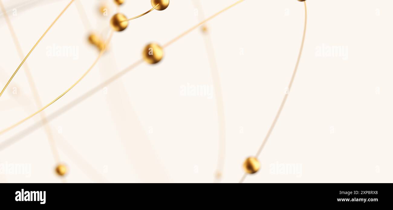 Golden balls on curved wire as in quantum space. Spheres as atoms or ...