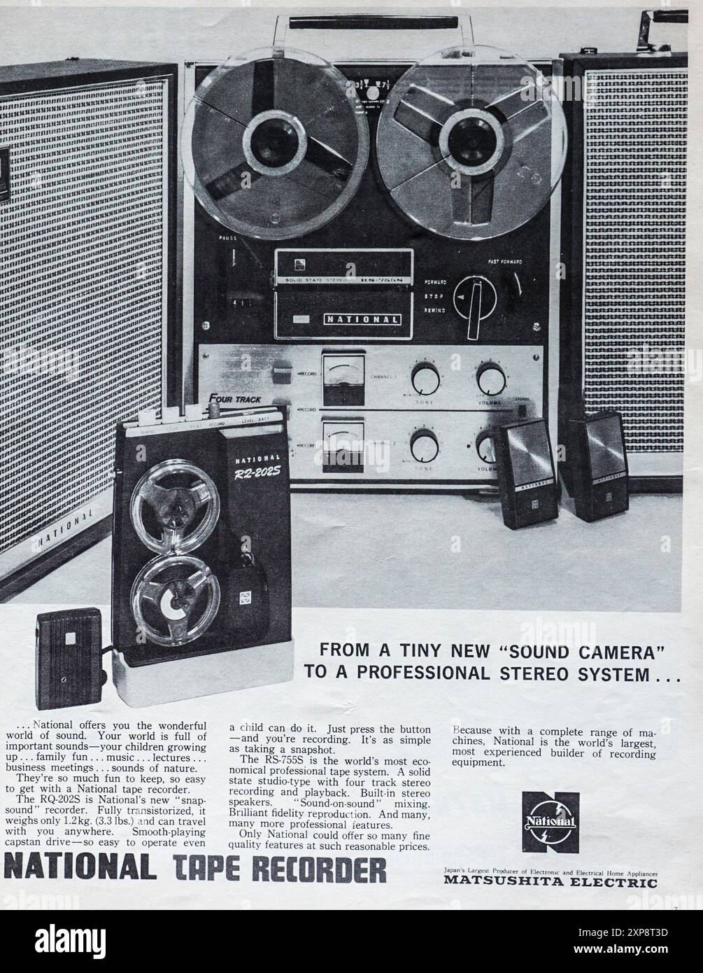 A vintage 1965 advertisement showcaseing a Matsushita tape recorder ... A vintage 1965 advertisement showcaseing a Matsushita tape recorder ...