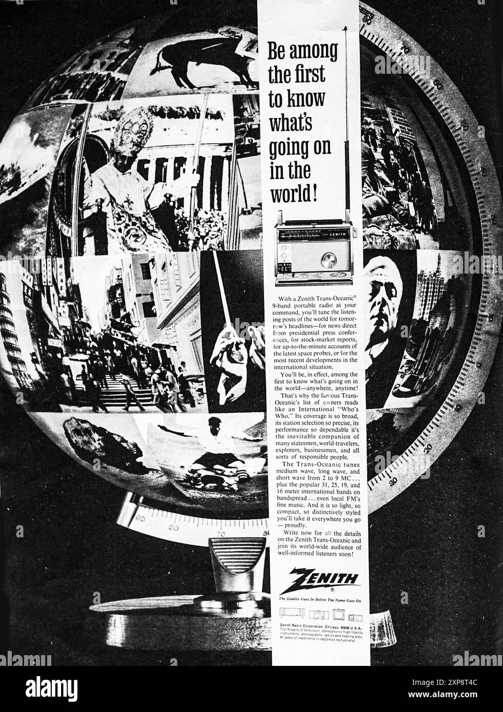 A vintage 1965 advertisement for the Zenith 9 band portable radio ...