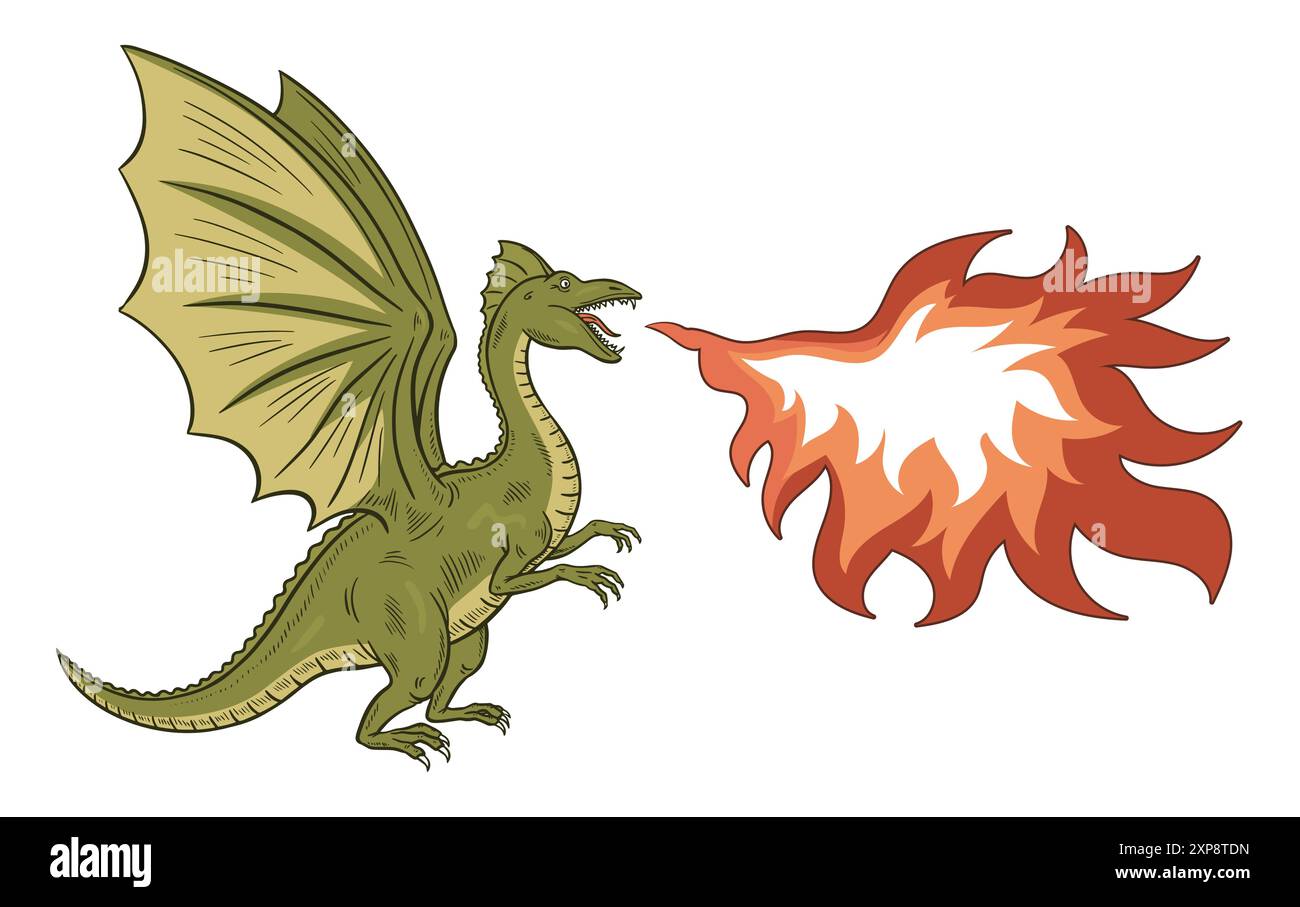 Flying dragon with flames hi-res stock photography and images - Alamy