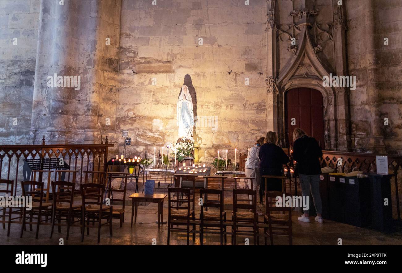 Candle Lit Shrine to Mother Mary in The Interior of Cathedral Saint ...