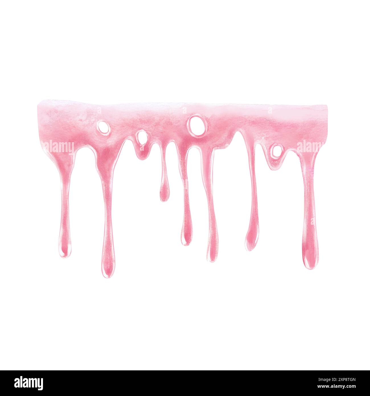 Pink syrup for cake, dripping. Hand drawn watercolor illustration ...