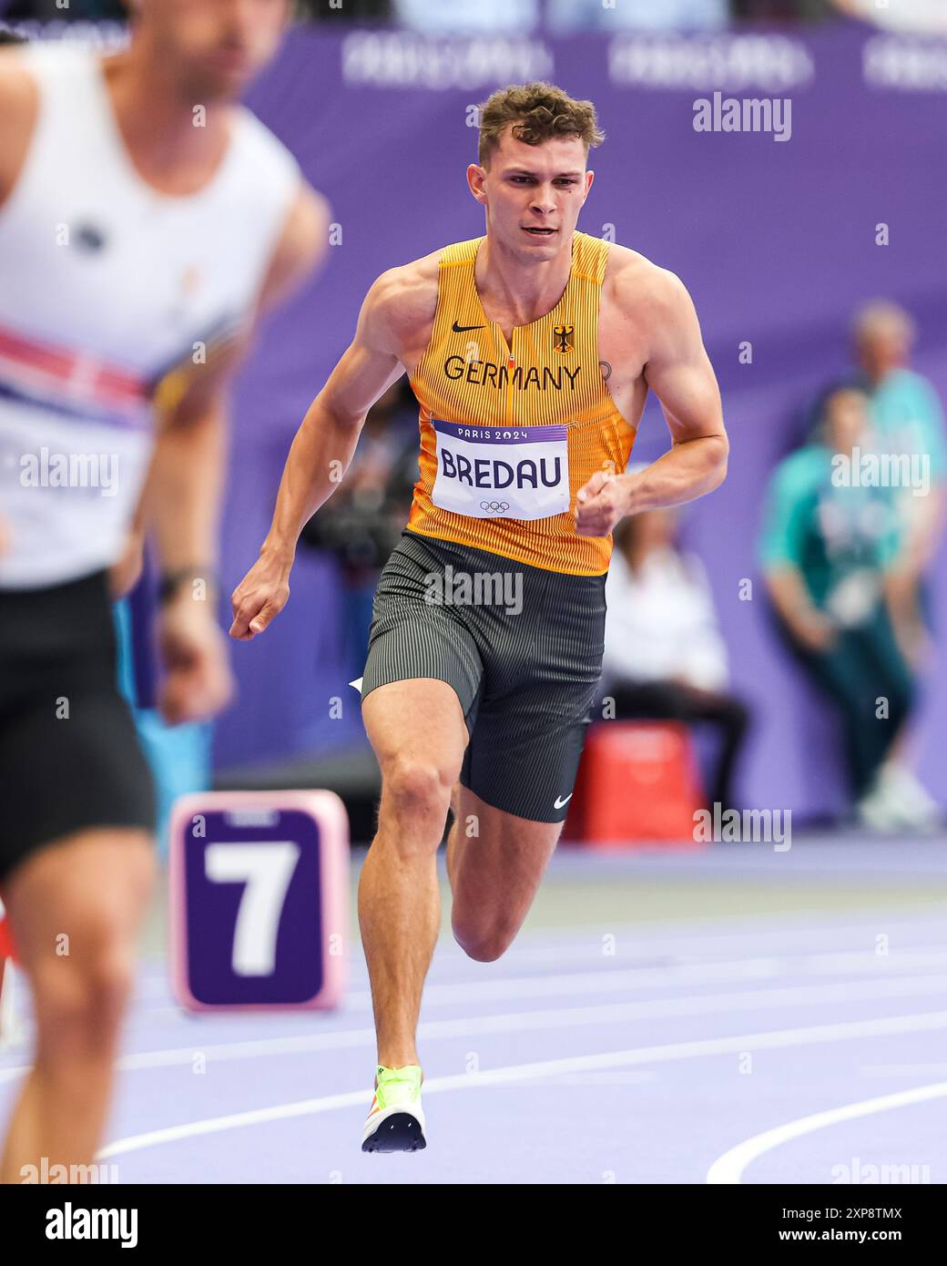 FRA, Olympische Spiele Paris 2024, Leichtathletik Herren 400m Runde1, 04.08.2024 Bredau Jean ...