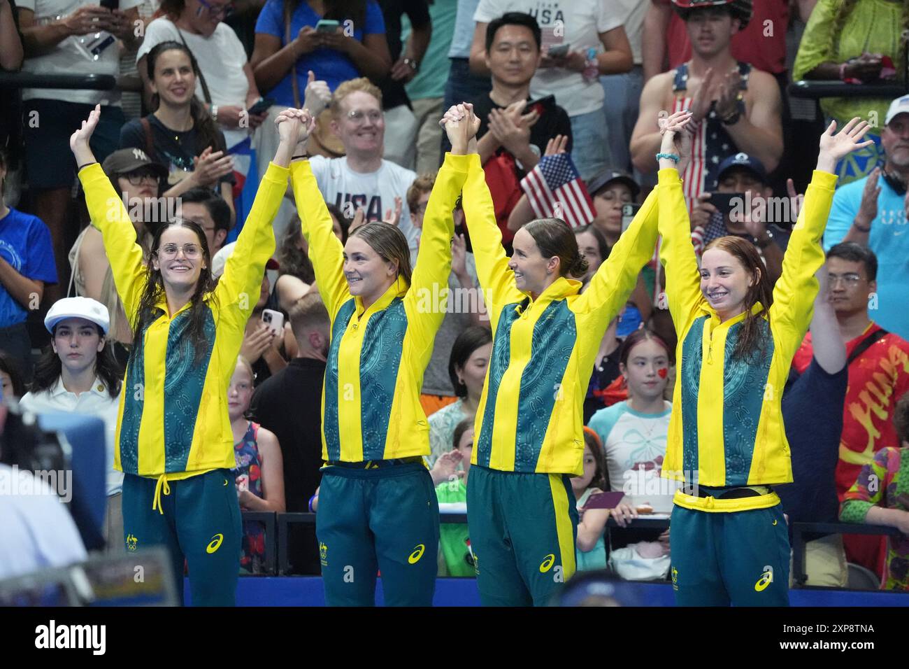 Paris, France. 04th Aug, 2024. Australia's Women's 4 x 100m relay team ...