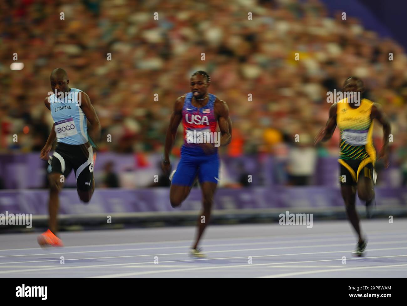 August 04 2024: Noah Lyles (USA) wins gold during the Men's 100m Final ...