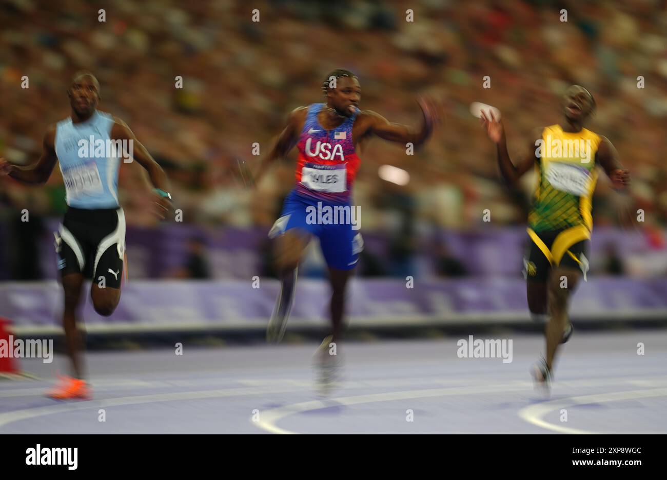 August 04 2024: Noah Lyles (USA) wins gold during the Men's 100m Final ...