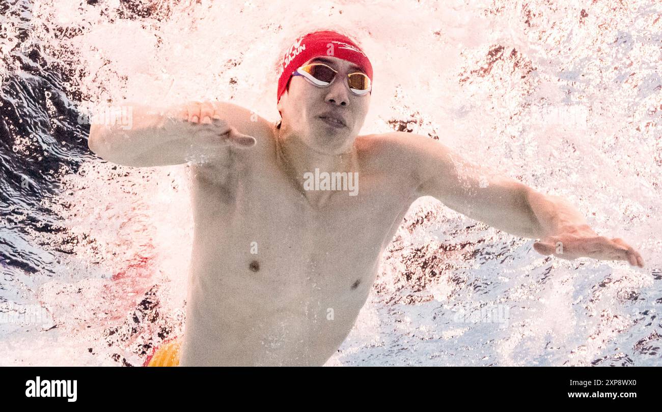 Paris, France. 4th Aug, 2024. Sun Jiajun of Team China competes during ...