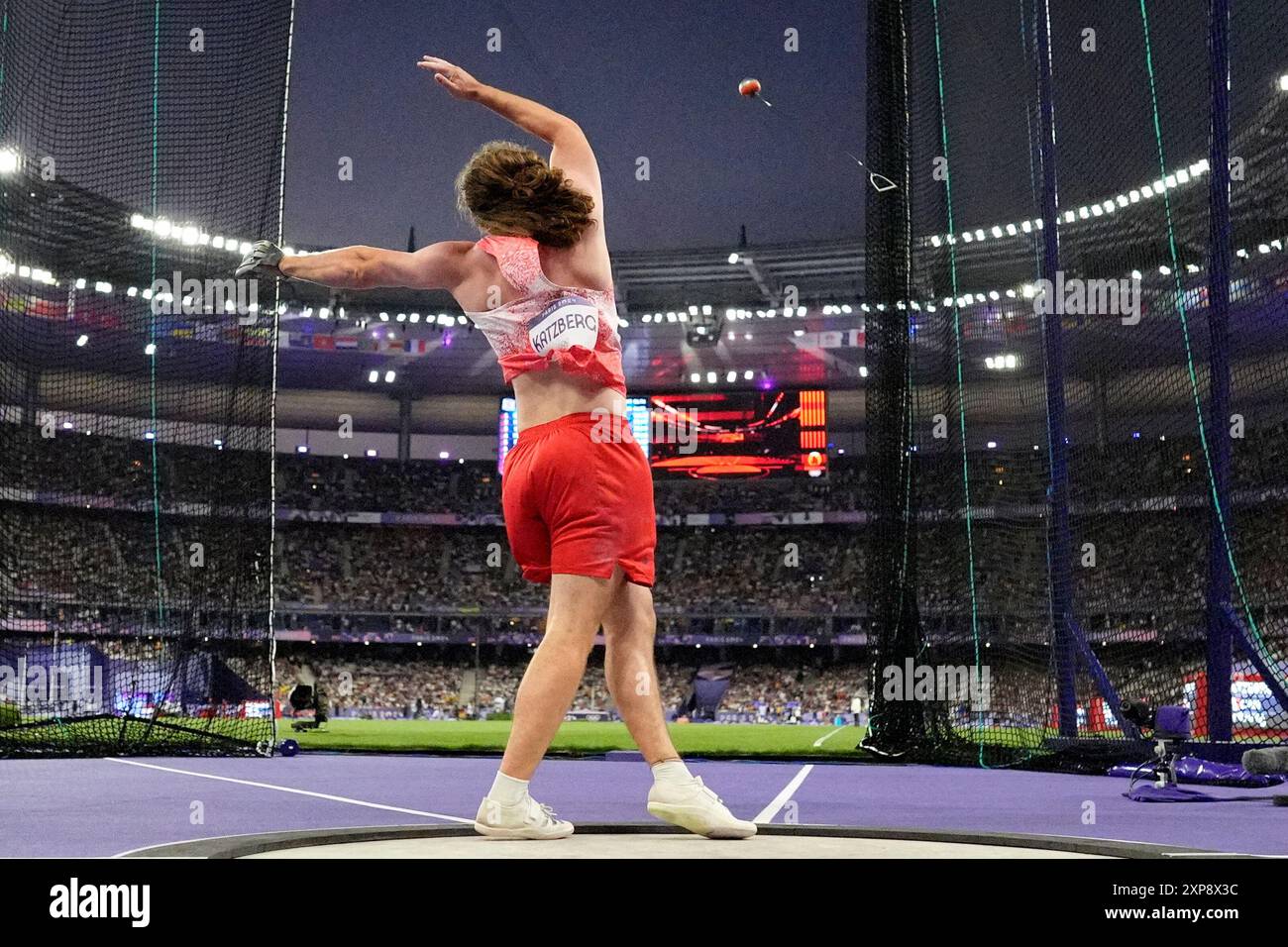 Ethan Katzberg, of Canada, competes in the men's hammer throw final at ...