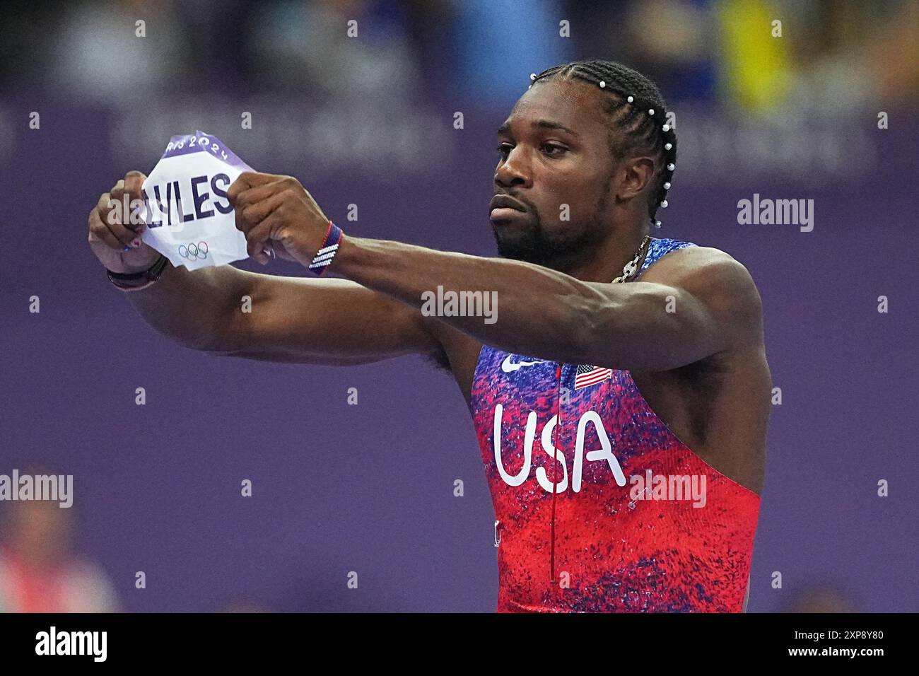 Noah lyles 2024 olympics 100 hi-res stock photography and images - Alamy