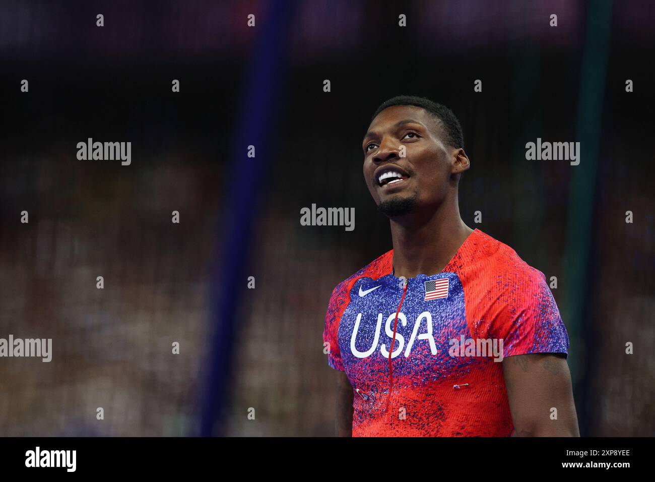 PARIS, FRANCE. 4th Aug, 2024. Fred Kerley of Team United States reacts ...