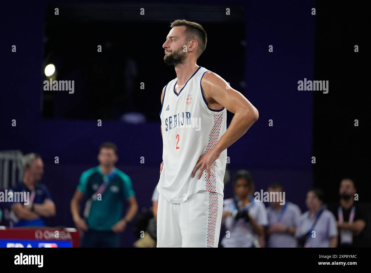 CORRECTS SCORE - Serbia's Marko Brankovic (2) reacts during a men's 3x3 ...