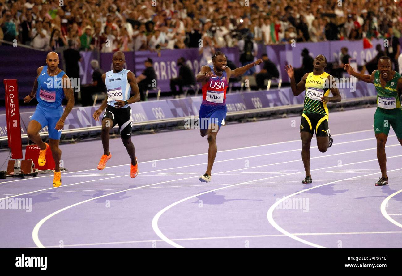 Paris, France. 4th Aug, 2024. Paris Olympics: Athletics. (left to right ...