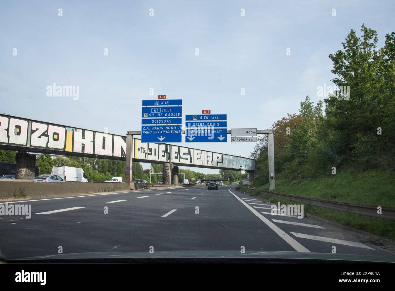 Paris,France.05-01-2024. Highway exit for the suburbs of Paris Stock ...
