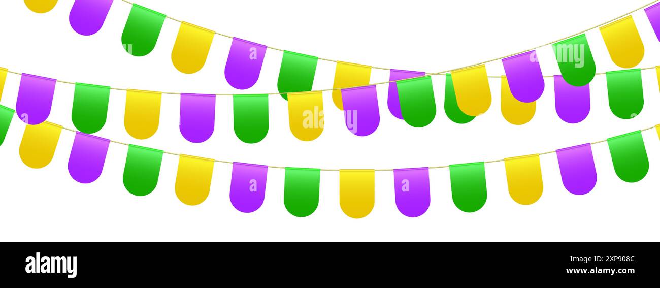Bunting flags, carnival party flags, Mardi Gras festive pennants ...