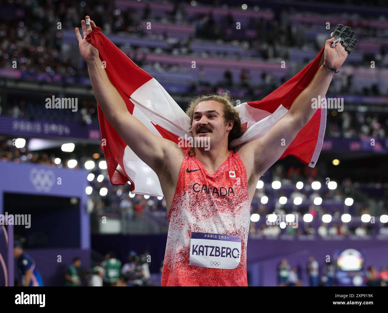 PARIS, FRANCE. 4th Aug, 2024. Ethan Katzberg of Team Canada celebrates ...