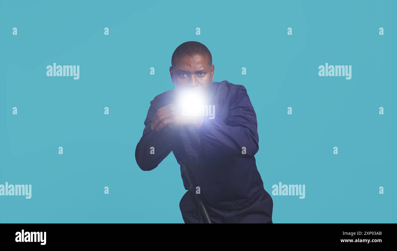 Portrait of security staff member tasked with evicting trespassers ...